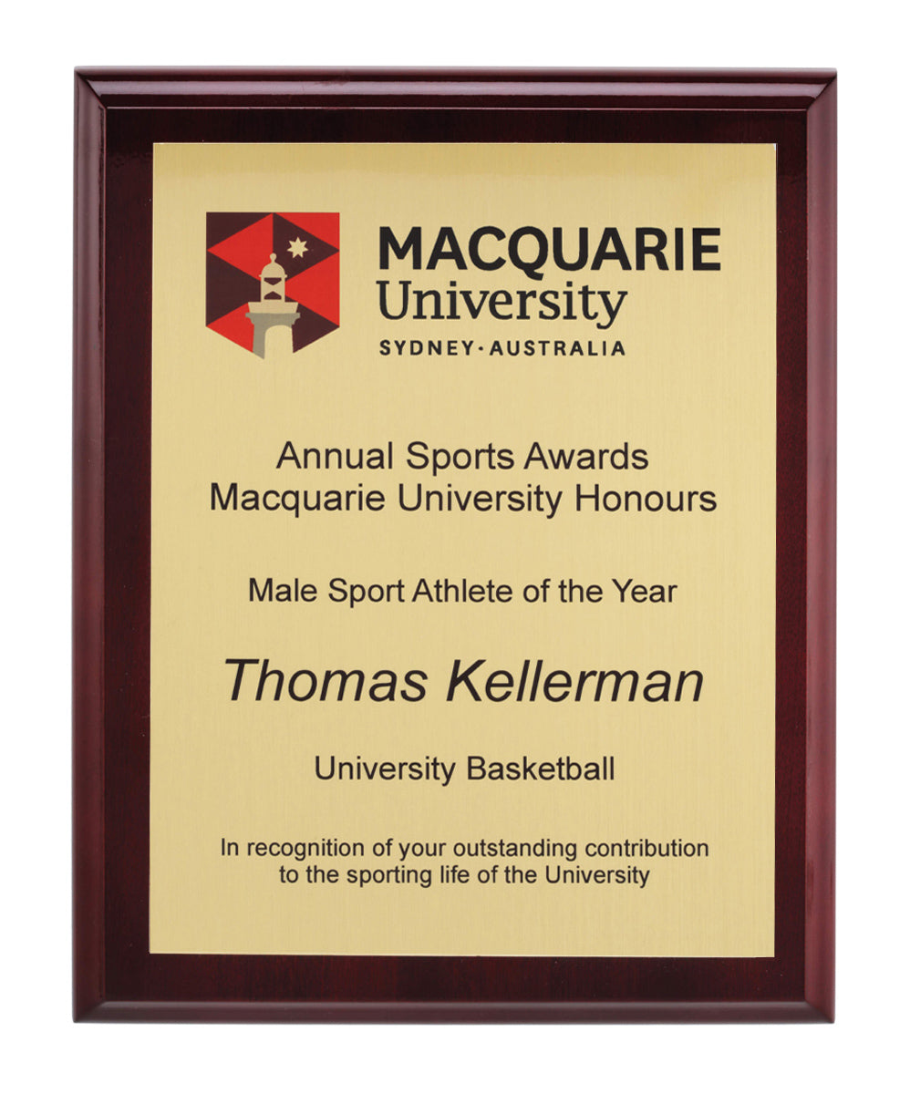 Rosewood and Gold Plaque – Wildfire Engraving