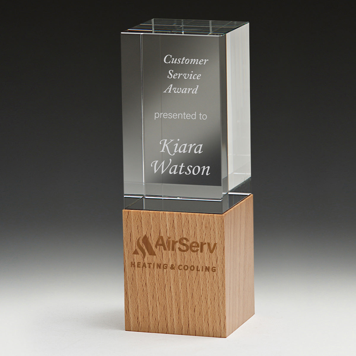 Crystal & Wood Award - Pillar – Wildfire Engraving
