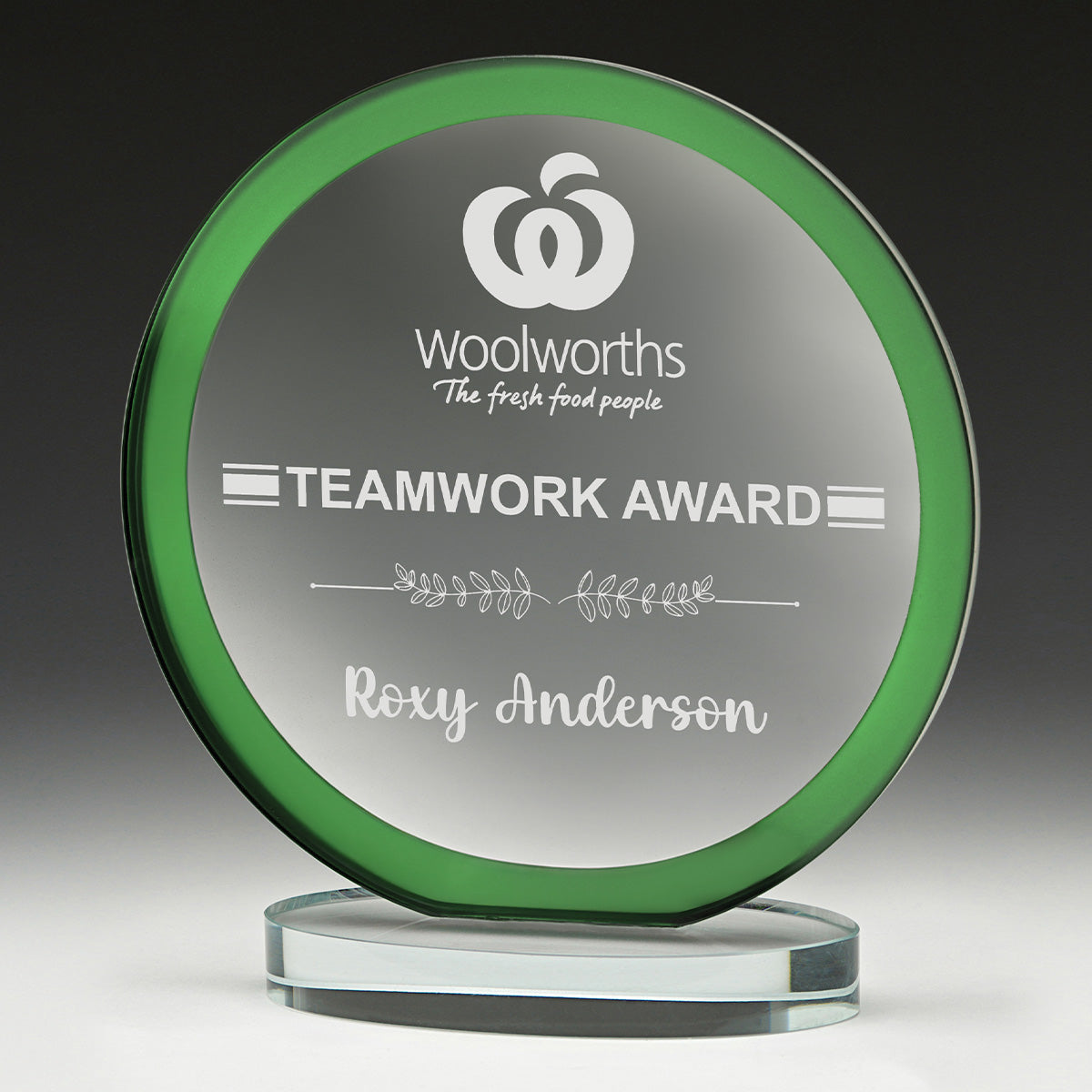 Oracle Green Glass Award – Wildfire Engraving