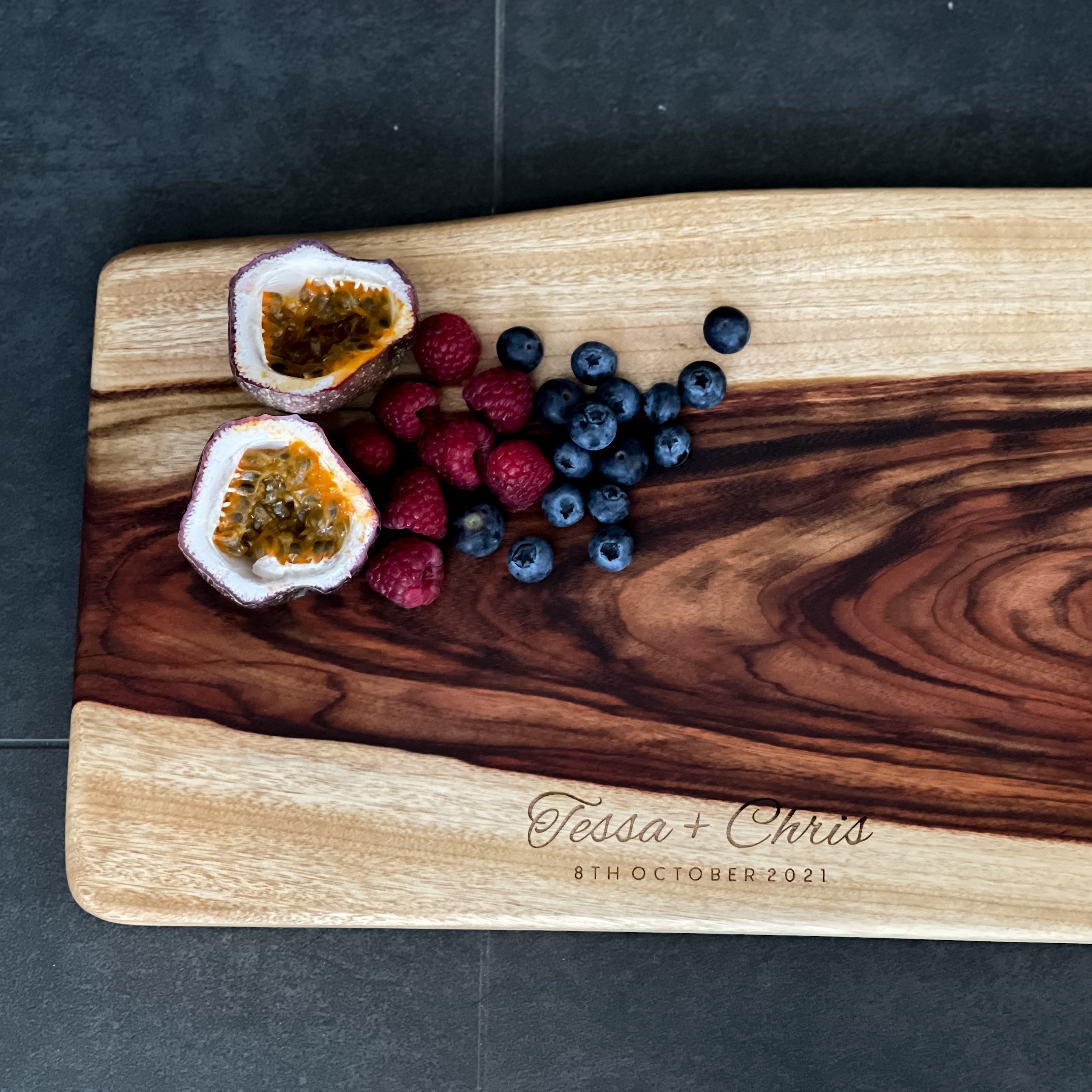 Medium Natural Edge Cutting Board – Wildfire Engraving